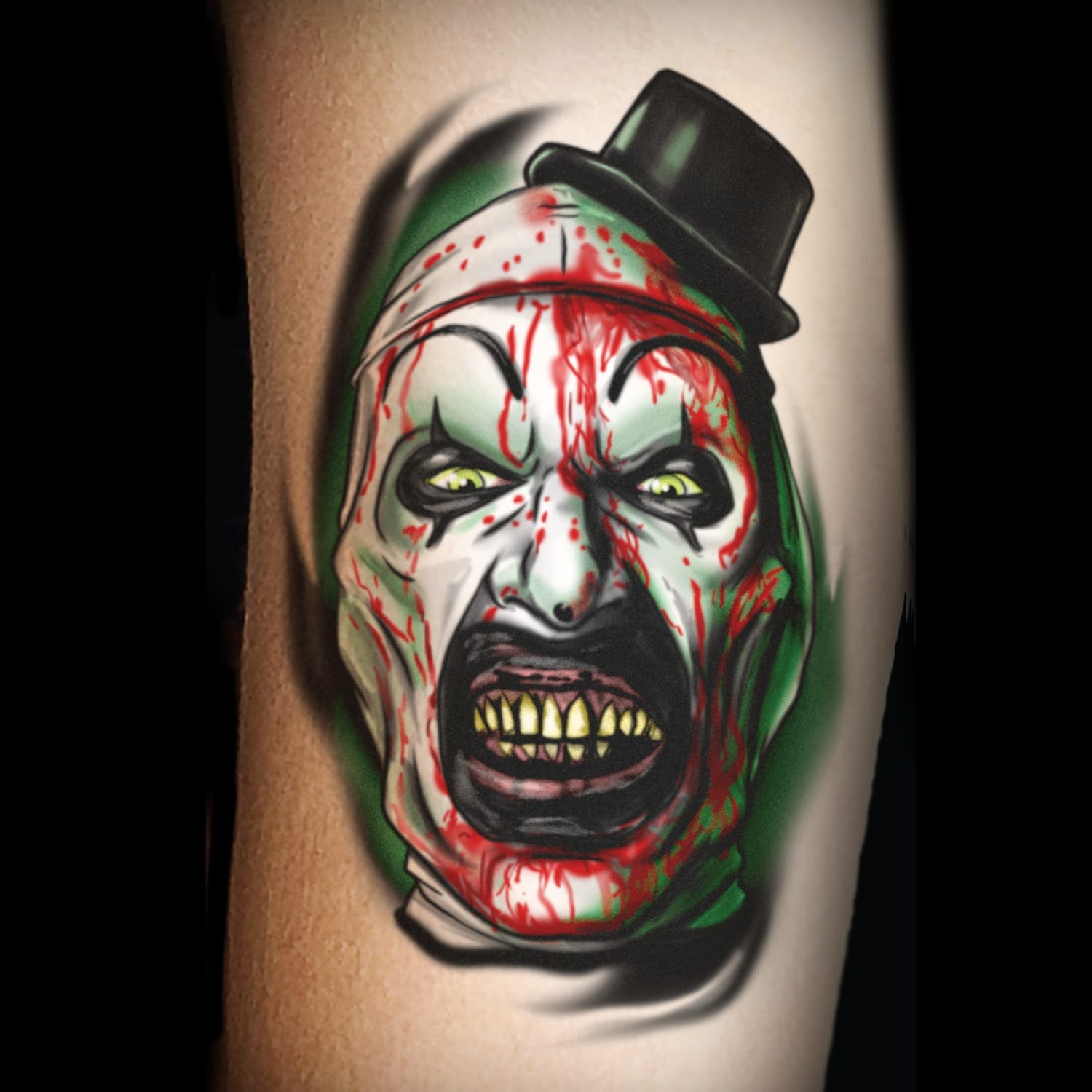 Terrifier Movie - Art the Clown Temporary Tattoo Portrait - Tinsley ...
