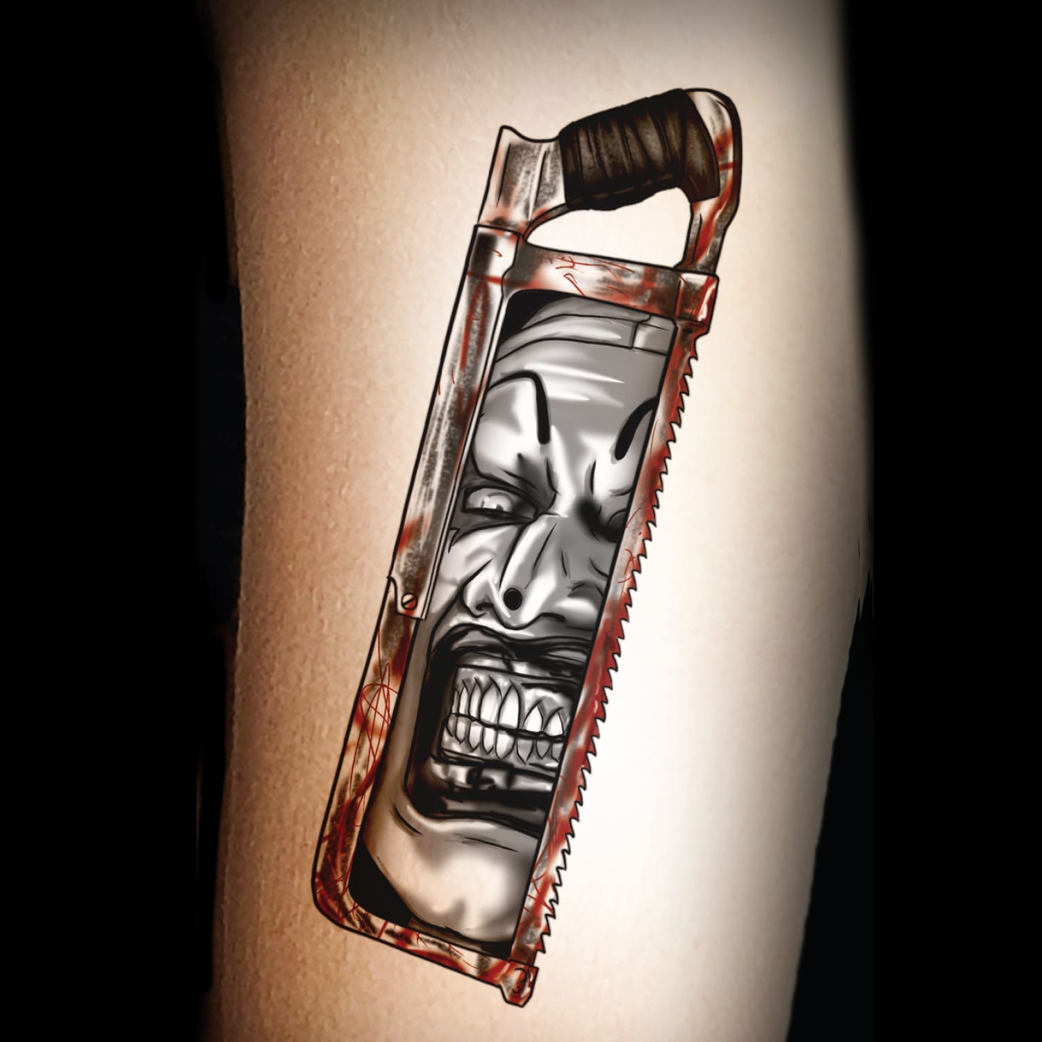 Terrifier Movie - Art the Clown Reflection in Hacksaw Temporary Tattoo ...