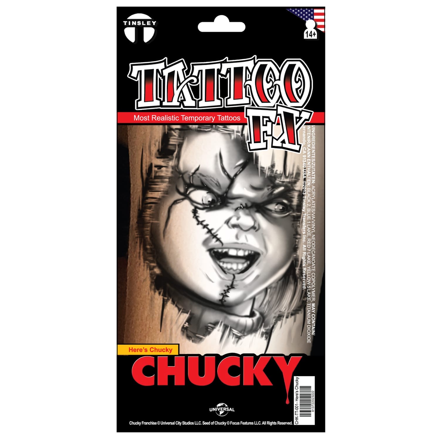Here's Chucky - Chucky Temporary Tattoo - Tinsley Transfers
