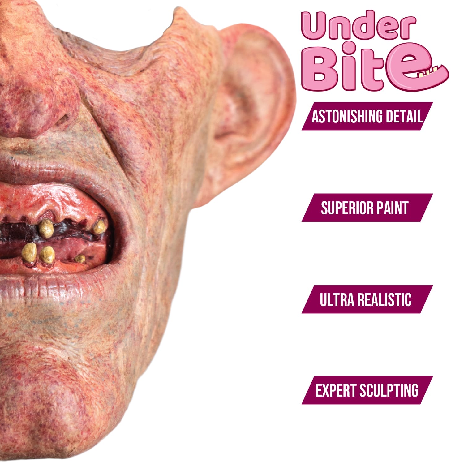Under Bite Latex Half Mask – Crooked Teeth Monster Lower Face Horror ...